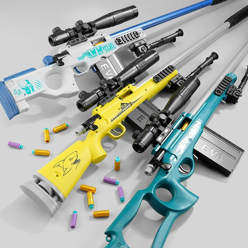 Shell-throwing Soft Bullet AWM Sniper Rifle DIY Assembly 98K M24 Toy G ...
